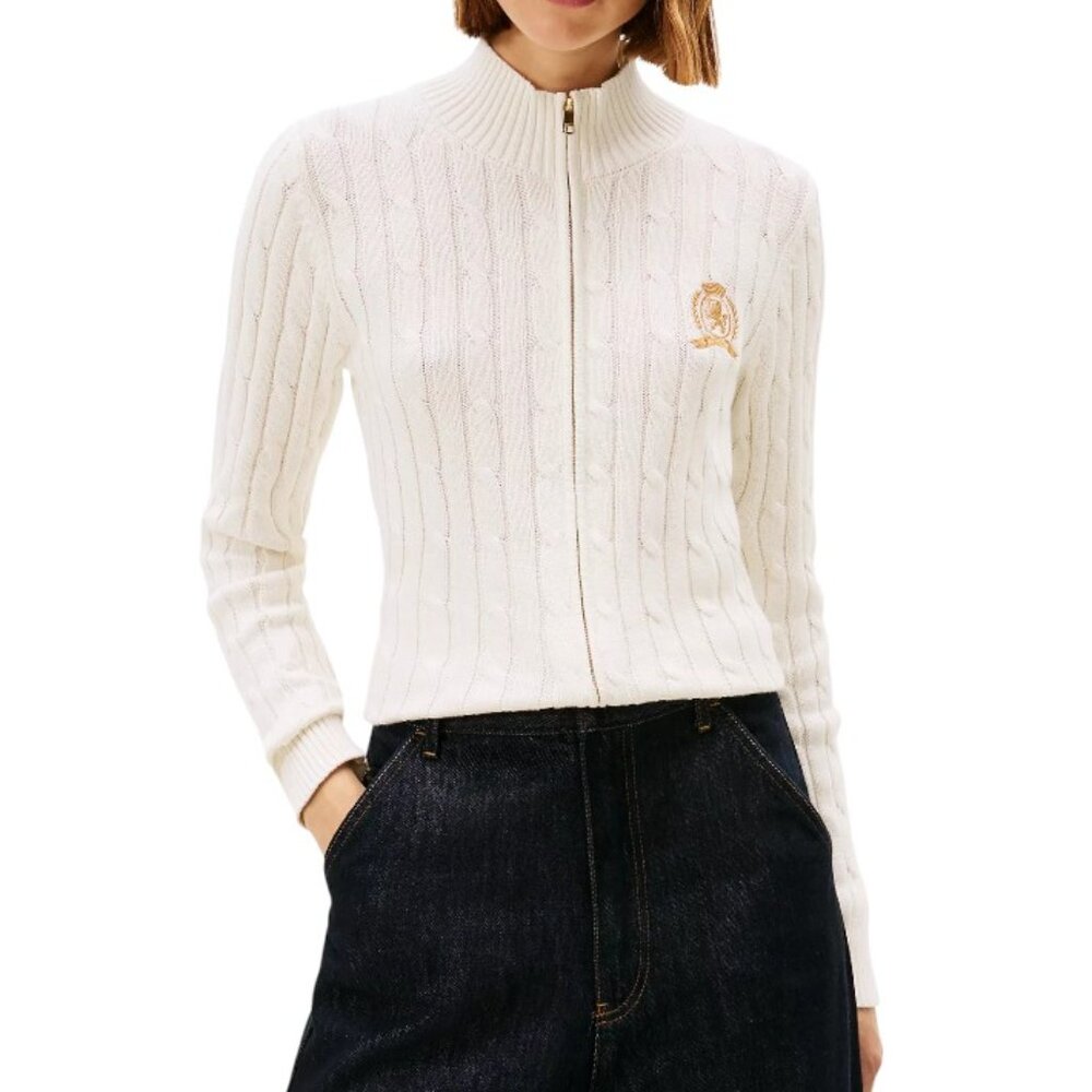 Tommy Hilfiger | Sweaters | Tommy Hilfiger Womens Crest Logo Cable Knit ...